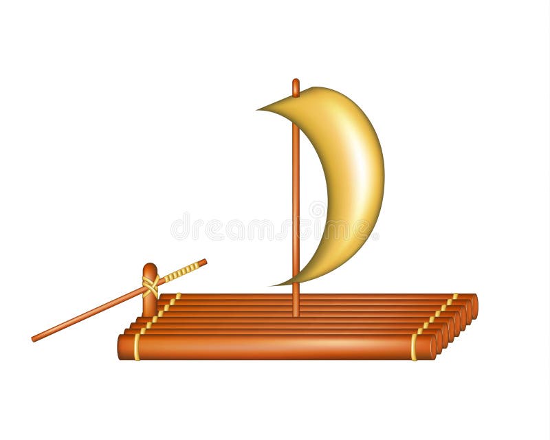 Balsa De Madera Con La Vela Ilustración del Vector - Ilustración de ...