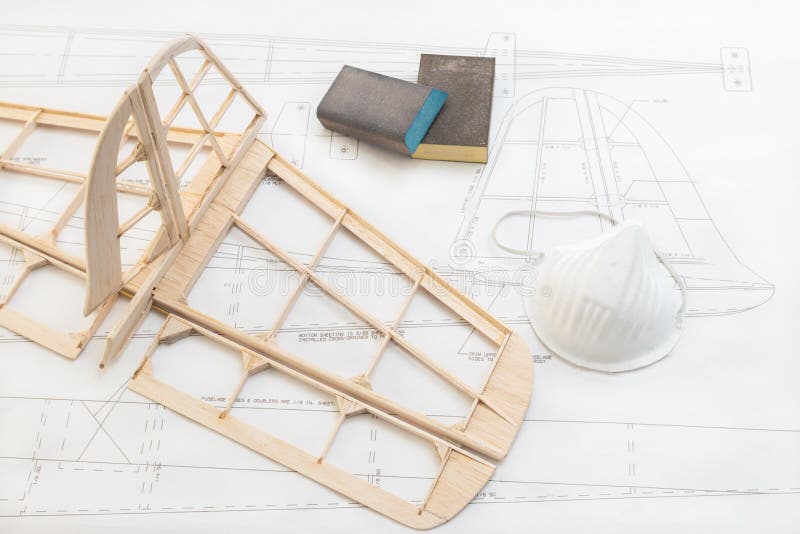 Balsa wood plane sanding stock image. Image of plan - 181196485
