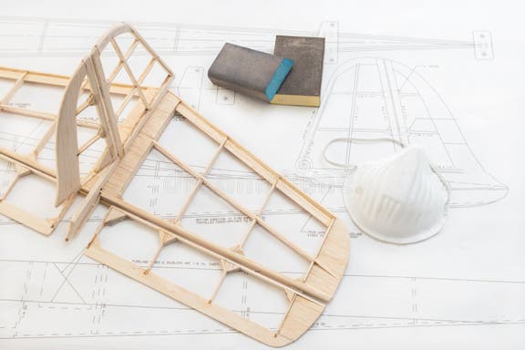 Balsa wood plane sanding stock image. Image of plan - 181196485