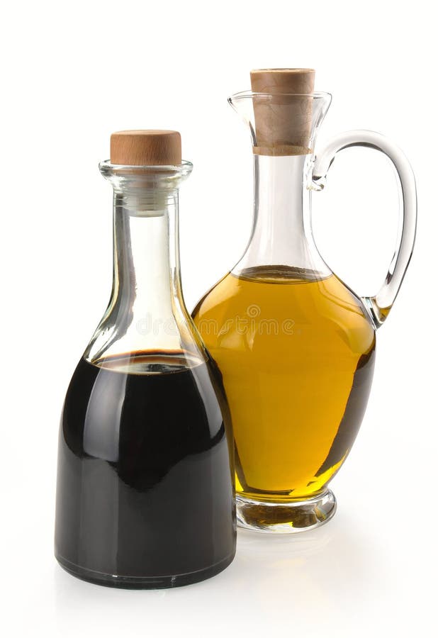 Olive Oil, Vinegar Bottles, Pepper Shaker and Spices Stock Photo ...