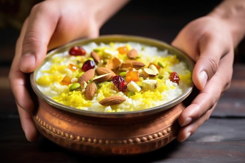 Balti Dish of Indian Kheer Rice Pudding Being Served by a Hand Stock ...