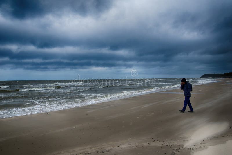 Baltic Coast Landscape on a Cold Windy Spring Day Stock Photo - Image ...