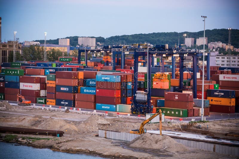 Baltic Container Terminal in Gdynia Editorial Photo - Image of crane ...