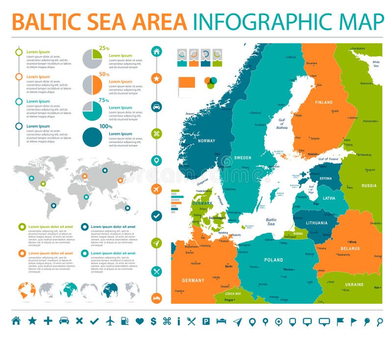 Baltic Sea Area Map - Info Graphic Vector Illustration Stock ...
