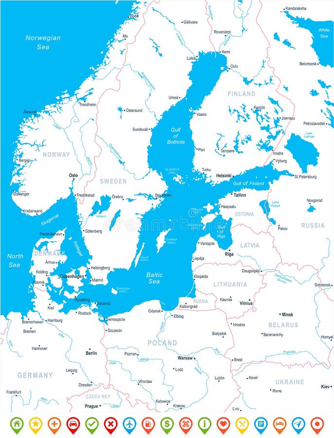 Baltic Sea Area Map - Vector Illustration Stock Illustration ...