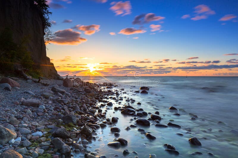 Baltic Sea and Cliff of Orlowo at Sunrise Stock Image - Image of high ...