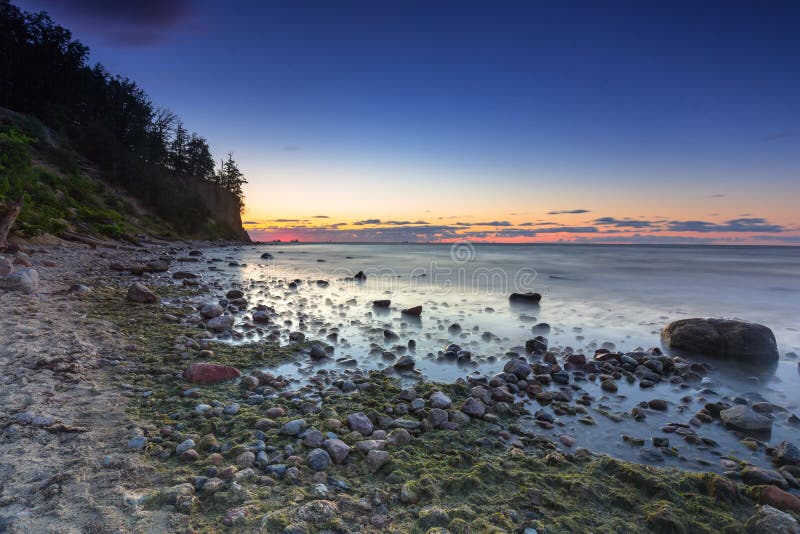 Baltic Sea and Cliff of Orlowo at Sunrise Stock Image - Image of high ...