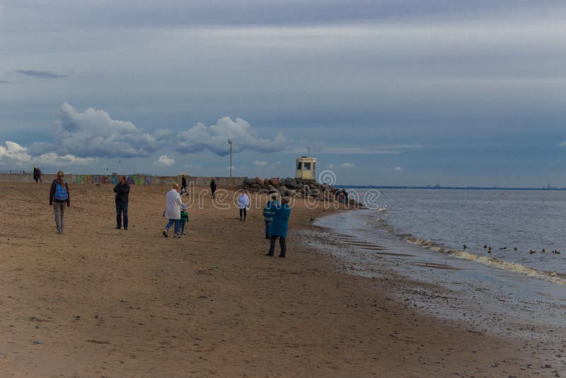Baltic sea on a cloudy day editorial stock image. Image of pier - 134880354