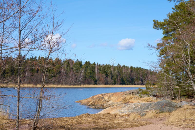 The Baltic Sea Coast in Finland in the Spring on a Sunny Day Stock ...