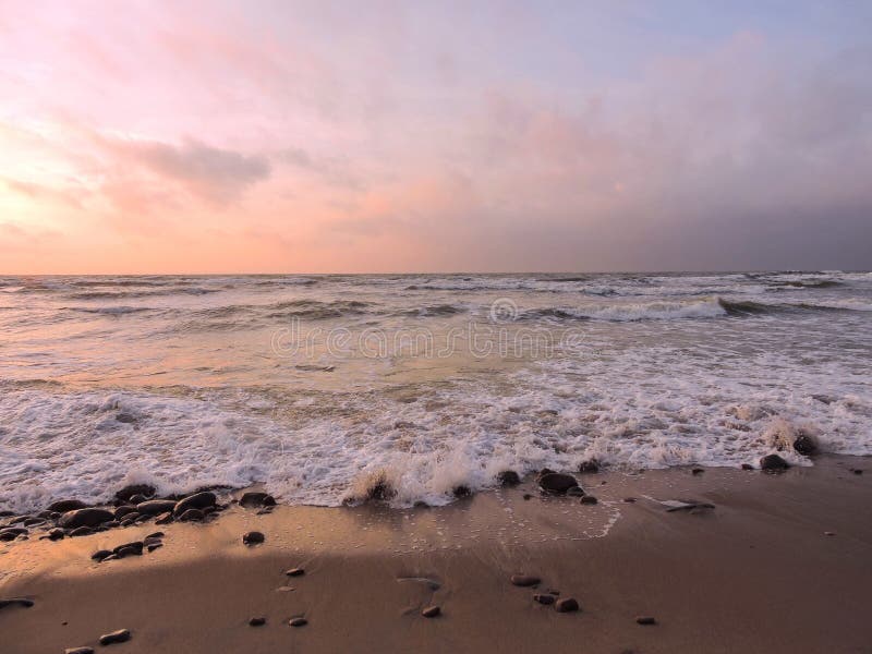 Baltic Sea Coast, Lithuania Stock Image - Image of orange, stone: 83339229