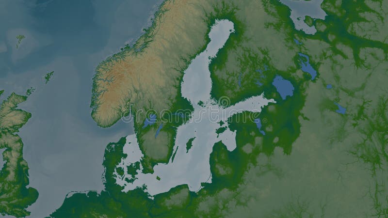 Baltic Sea Highlighted. Physical Map Stock Illustration - Illustration ...