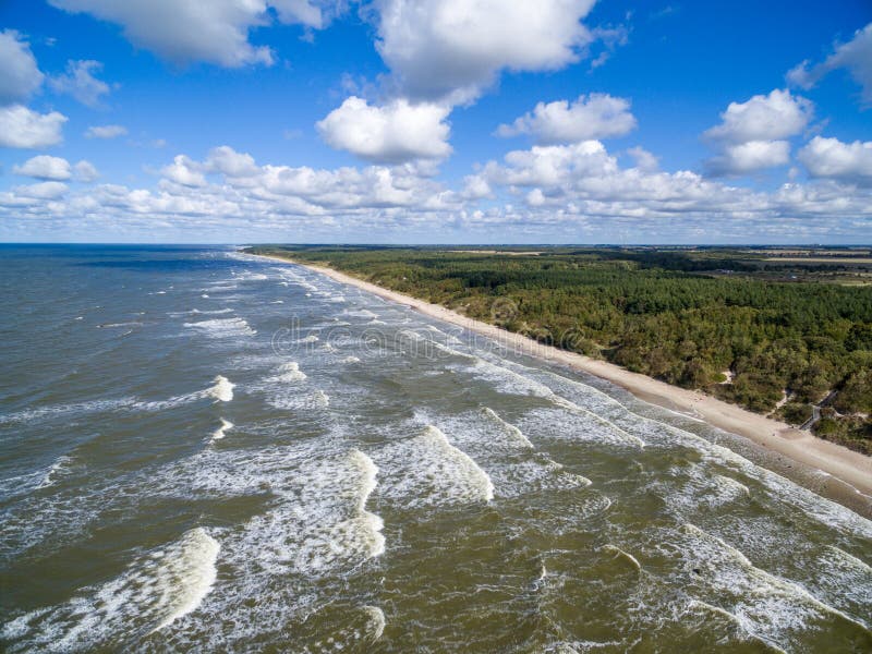 Baltic Sea in Lithuania. Karkle Town in Background Stock Image - Image ...