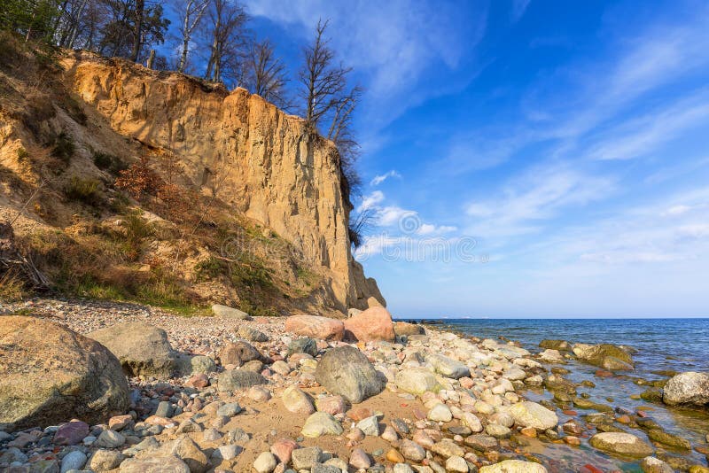 Baltic Sea and Cliff of Orlowo at Sunrise, Poland Stock Image - Image ...