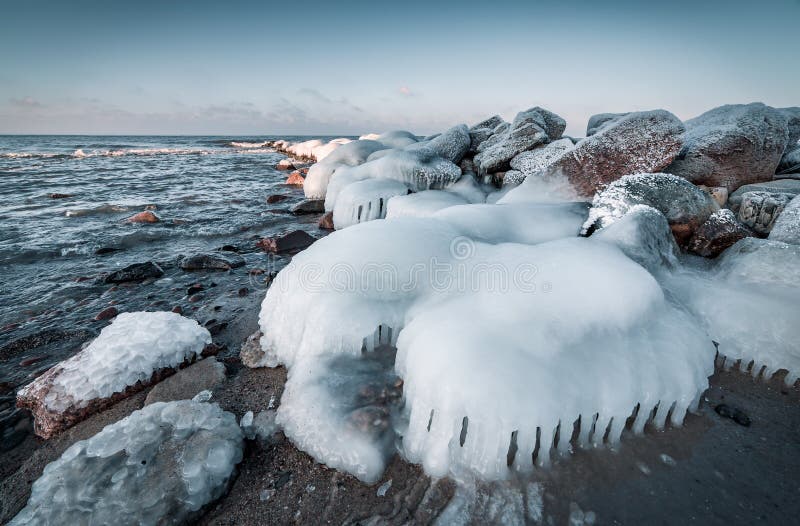 Baltic Sea in winter stock photo. Image of cold, kaliningrad - 84309480