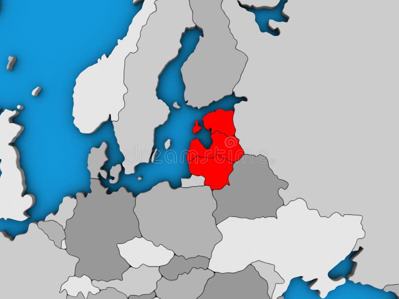 Baltic States on 3D map stock illustration. Illustration of lithuania ...