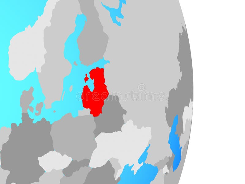 Baltic States With Flags On 3D Globe Stock Illustration - Illustration ...