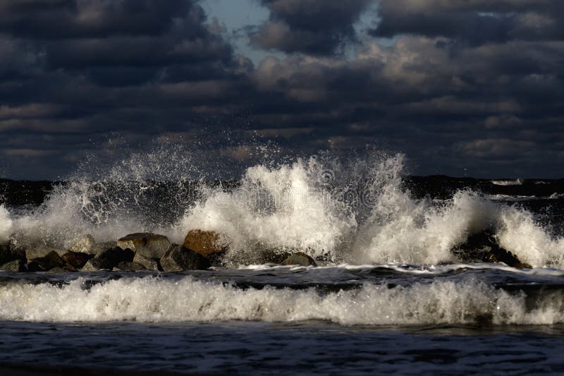 Baltic. Storm at sea stock photo. Image of shore, tide - 7192278