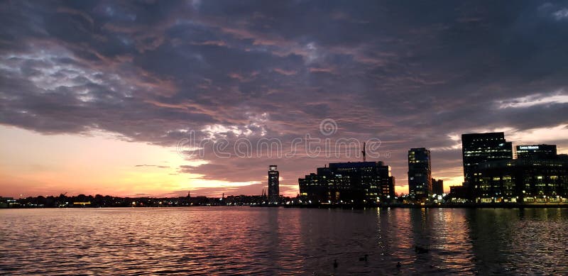 Baltimore city harber editorial photo. Image of night - 187327501