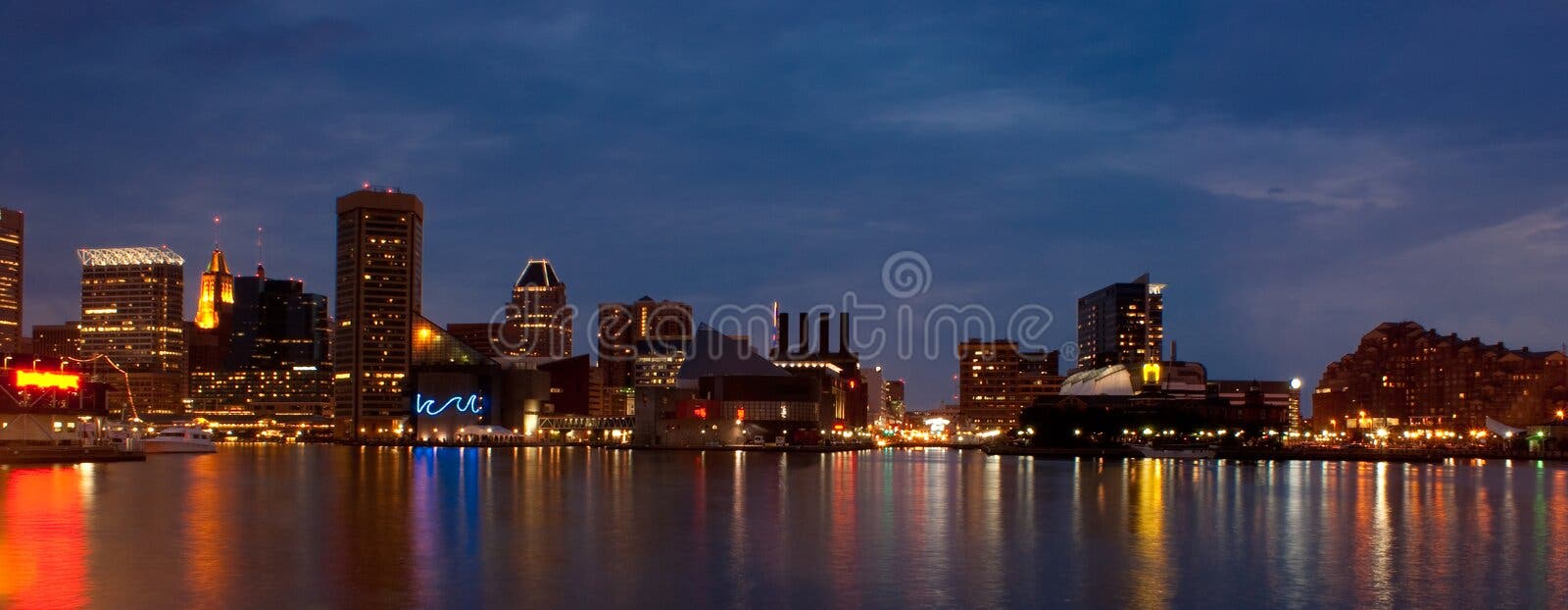 Baltimore Inner Harbor (night) Stock Image - Image of ocean, boats ...