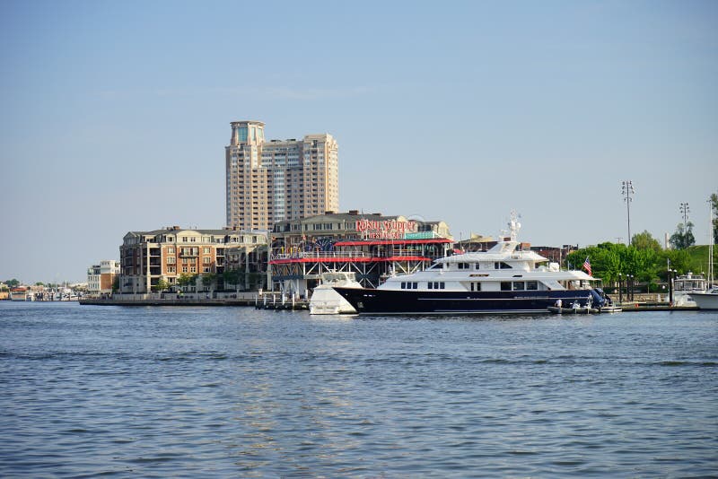 Baltimore Inner Harbor Ship and Restraunt Editorial Photo - Image of ...