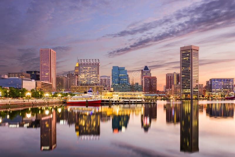 Baltimore Inner Harbor Skyline Stock Photo - Image of business, scenic ...