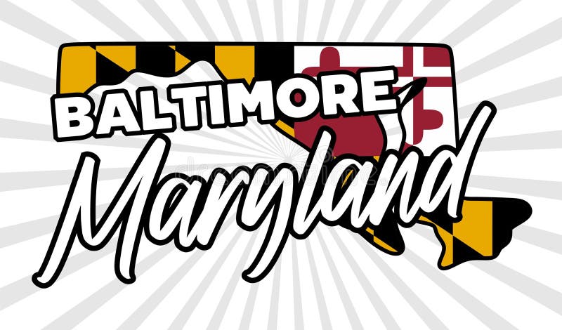 Baltimore Maryland United States with Maryland State Flag Stock Vector ...