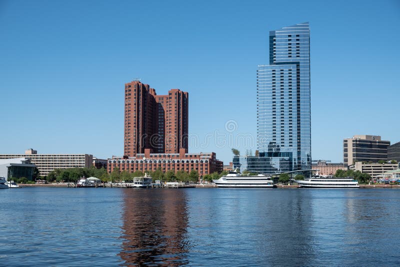 Baltimore Inner Harbor Skyline. Editorial Photography - Image of ...