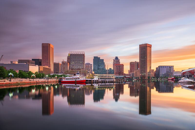 Baltimore, Maryland, USA Skyline on the Inner Harbor Stock Image ...