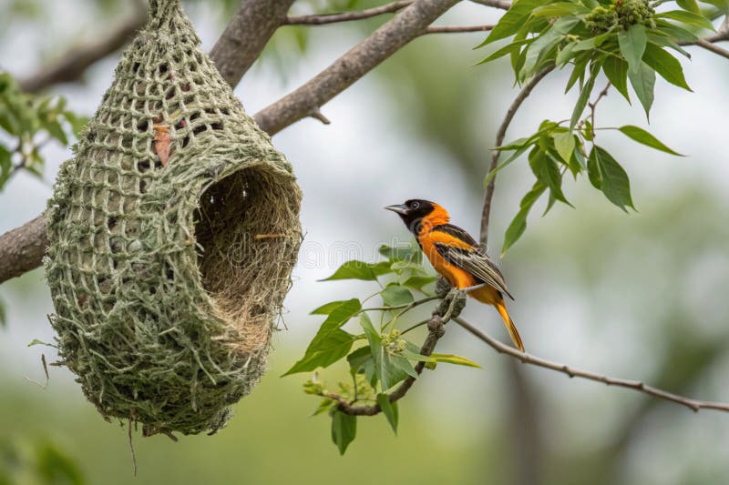 Baltimore Oriole Nest. Generated Using AI. Stock Illustration ...