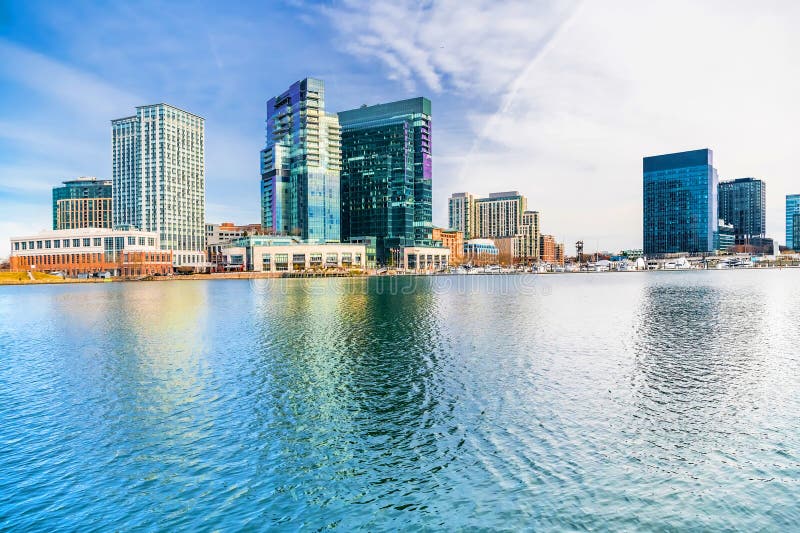 Baltimore S Inner Harbor with the Skyscrapers of Business Centers ...