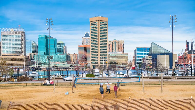 Baltimore Skyline with Business Center Skyscrapers Under Blue Sky ...