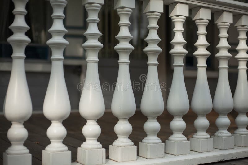 Balusters in the Decoration of the Veranda Railings. Stock Photo ...
