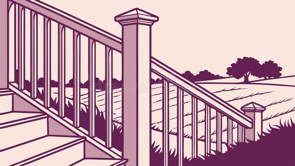 Balustrade on Hilltop with Rolling Fields Vector, Vector Design ...