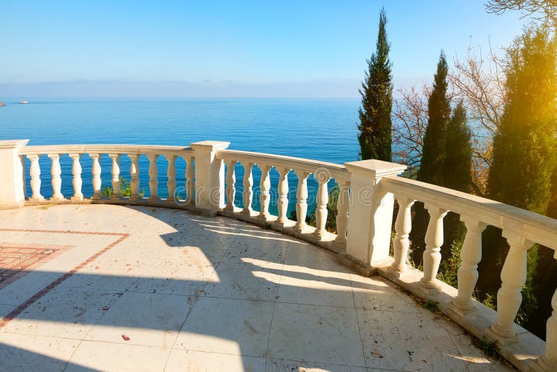 Balustrade near sea stock image. Image of sunset, blue - 51884511