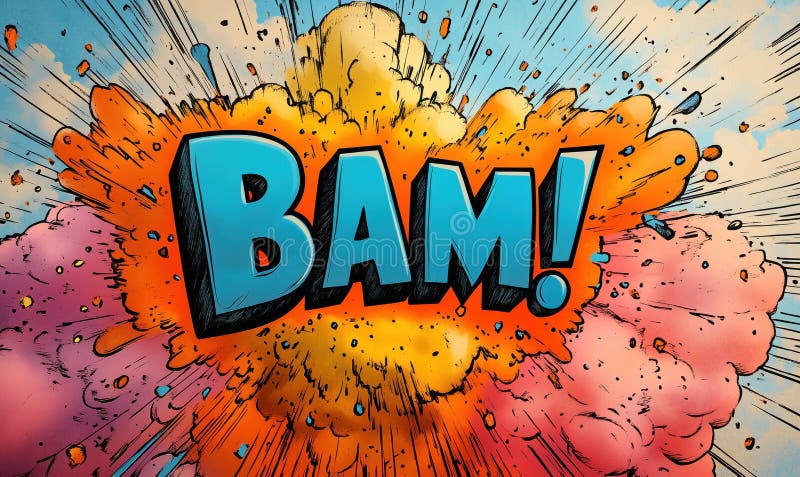 Bam! Colorful Comic Book Explosion with Vibrant Splashes and Dynamic ...