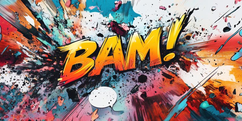 Bam Comic Book Style Explosion Vibrant Colors Dynamic Effects Stock ...