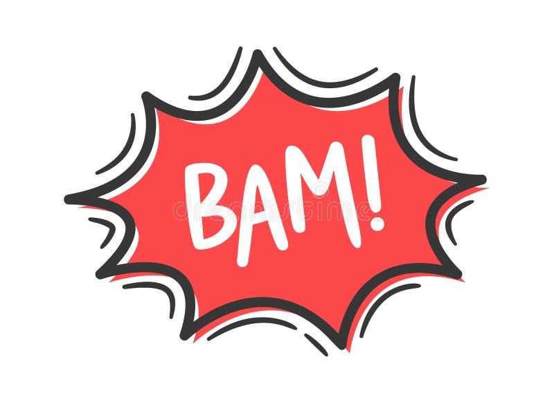 Bam text red speech bubble stock vector. Illustration of flash - 380315288