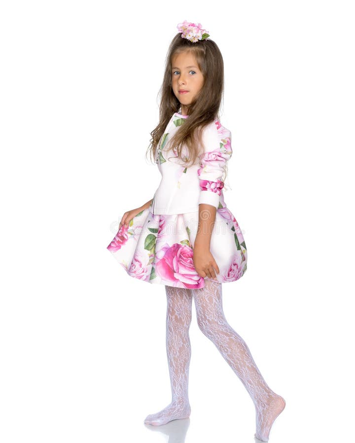 Bambina Alla Moda in Un Vestito Immagine Stock - Immagine di divertente ...