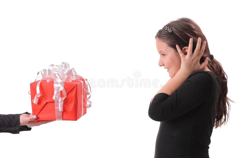 Bambina Che Riceve Un Regalo Immagine Stock - Immagine di festa, sfondo ...