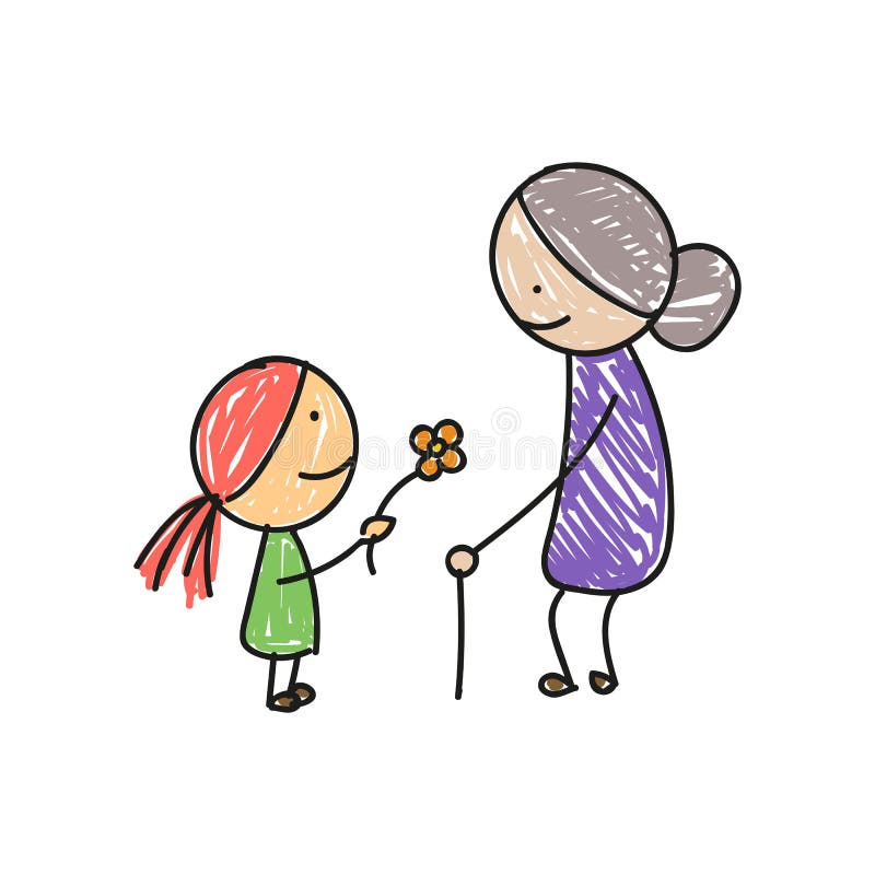 Bambina e sua nonna illustrazione di stock. Illustrazione di ...