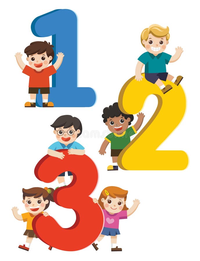 Bambini Felici Con I Numeri Illustrazione Vettoriale - Illustrazione di ...