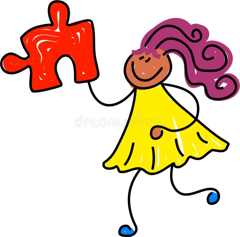 Bambini Che Tengono La Parte Di Puzzle Illustrazione Vettoriale ...