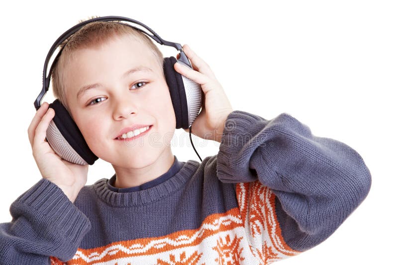 Bambino Felice Con Le Cuffie Immagine Stock - Immagine di infanzia ...