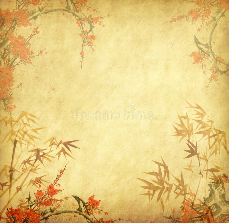 Bamboo on Antique Paper Texture Stock Illustration - Illustration of ...