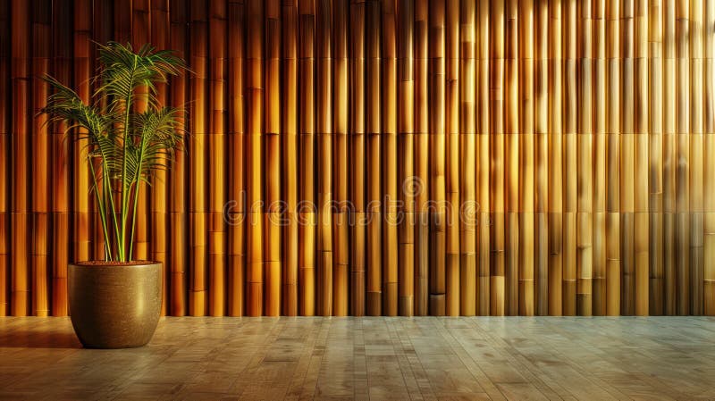A Bamboo Backdrop Used in a Modern Interior Design, Blending Natural ...