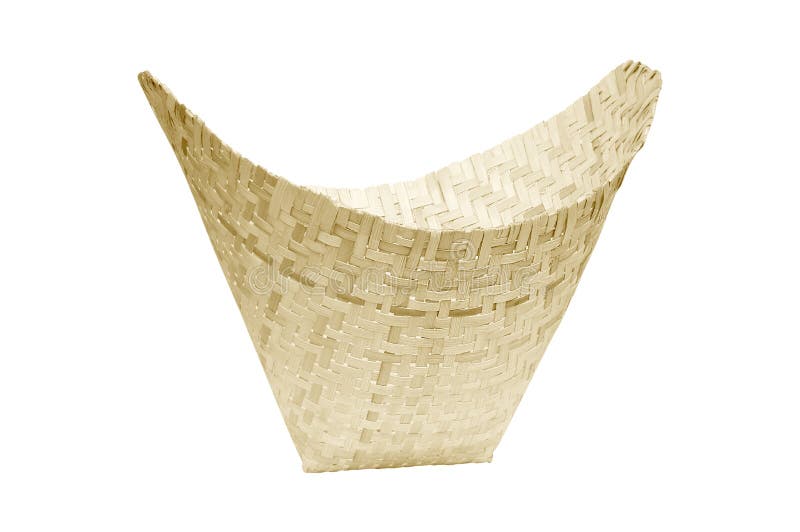 Bamboo Basket Cone Shape Isolated on White Background Stock Image ...