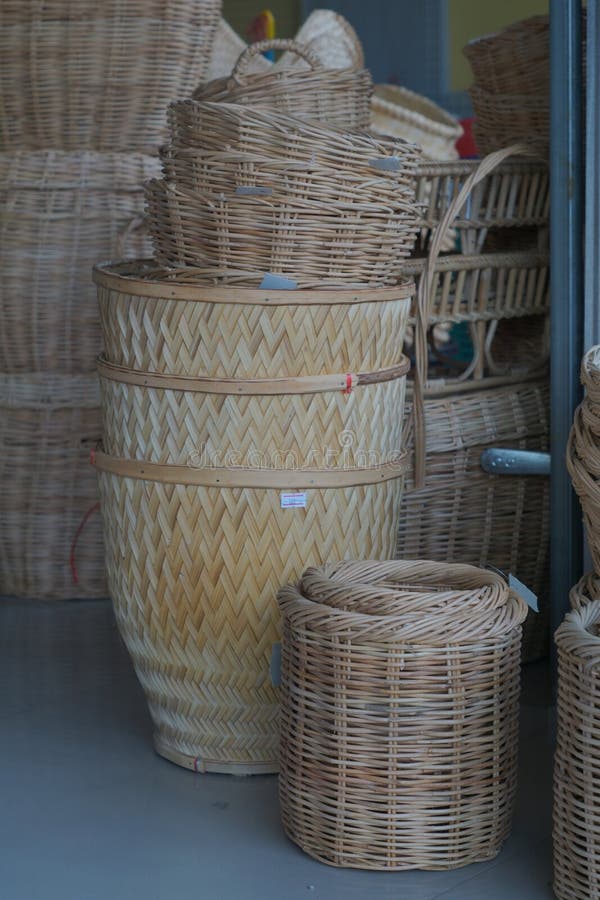 Bamboo Basket for Cooking Sticky Rice. Stock Photo - Image of basket ...