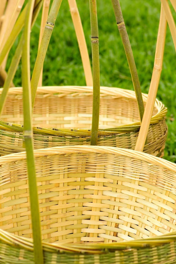 Bamboo Basket Made by Traditional Workmanship Stock Photo - Image of ...