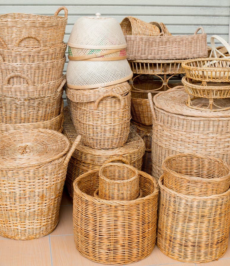 Bamboo basket stock photo. Image of handicraft, decoration - 58888636