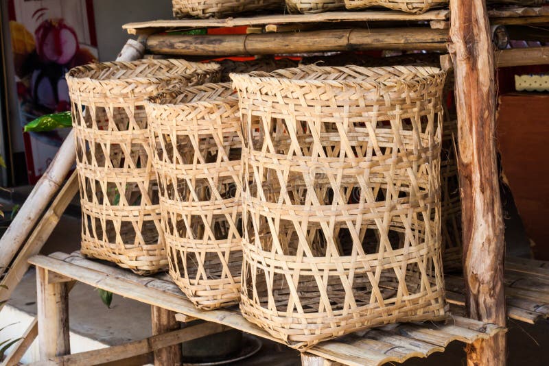 Bamboo Basket in market stock photo. Image of crop, fresh - 80110902